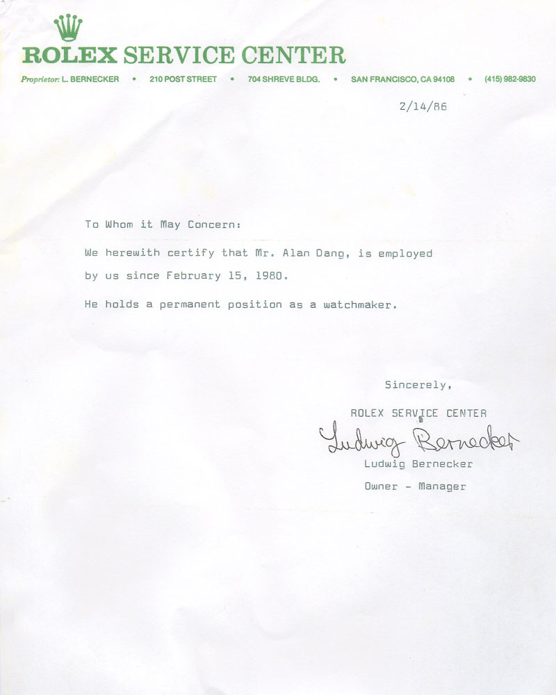 Rolex Certificate